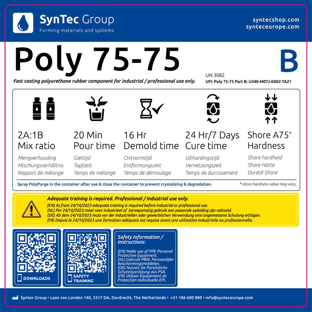 Polyurethane casting rubber, Shore A 75 (Poly 75-75) - syntecshop.com