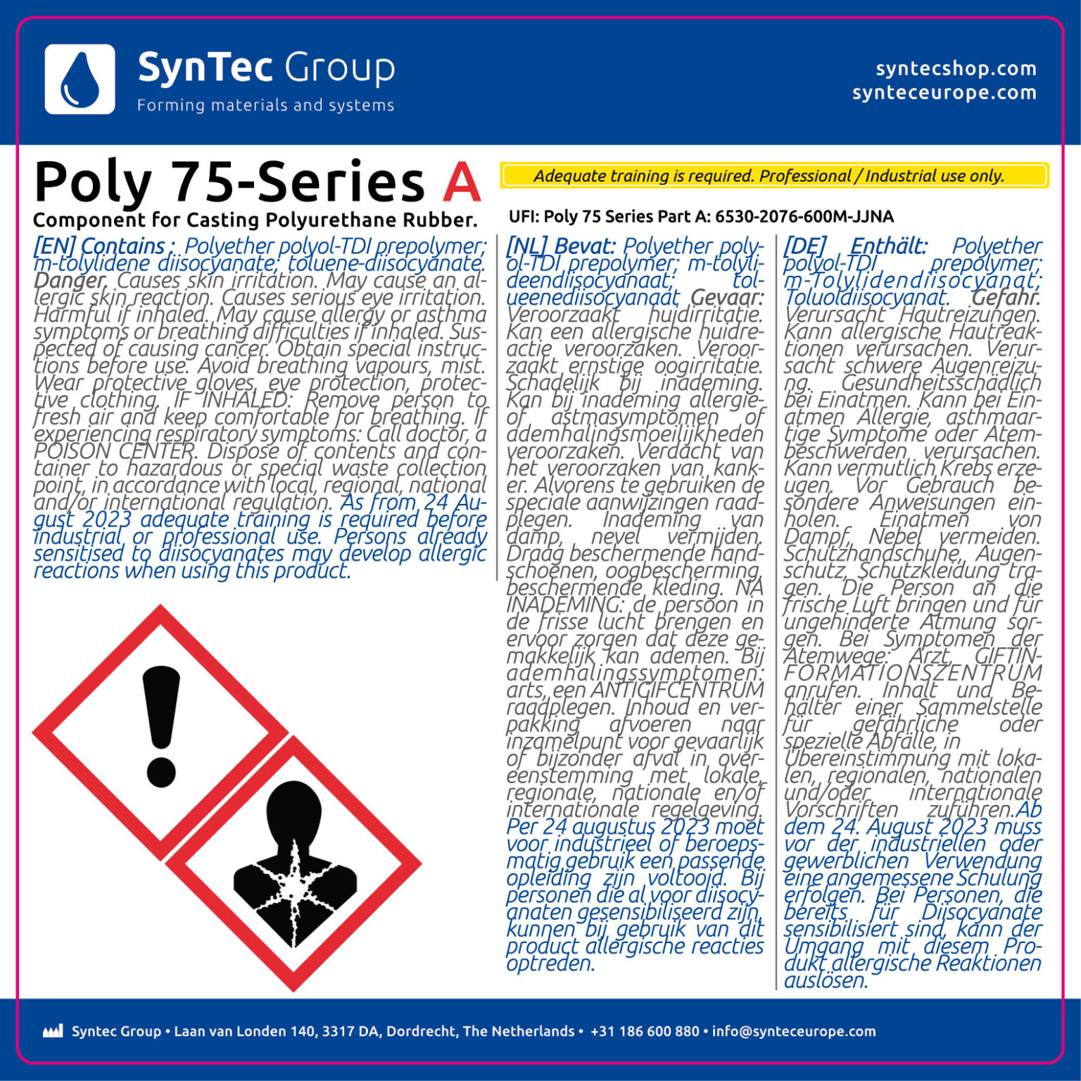 Polyurethane casting rubber, Shore A 75 (Poly 75-75) - syntecshop.com
